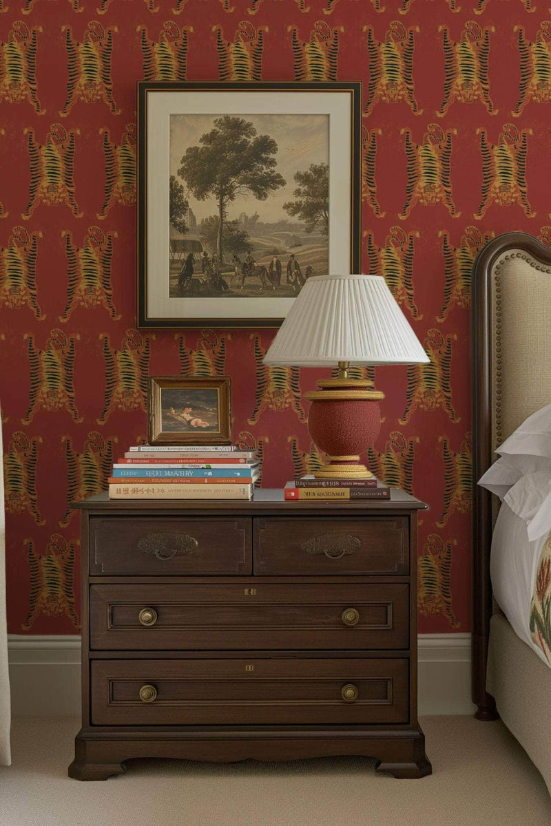 Tibetan Tiger Wallpaper - Burnt Orange | Maison Flâneur