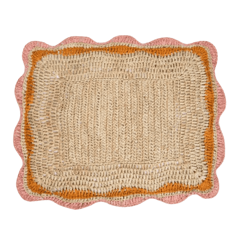 Garden Party Placemat with Pink and Orange Edges | Maison Flâneur