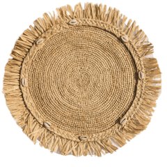 Round Natural Raffia Tabletop With Fringes | Maison Flâneur