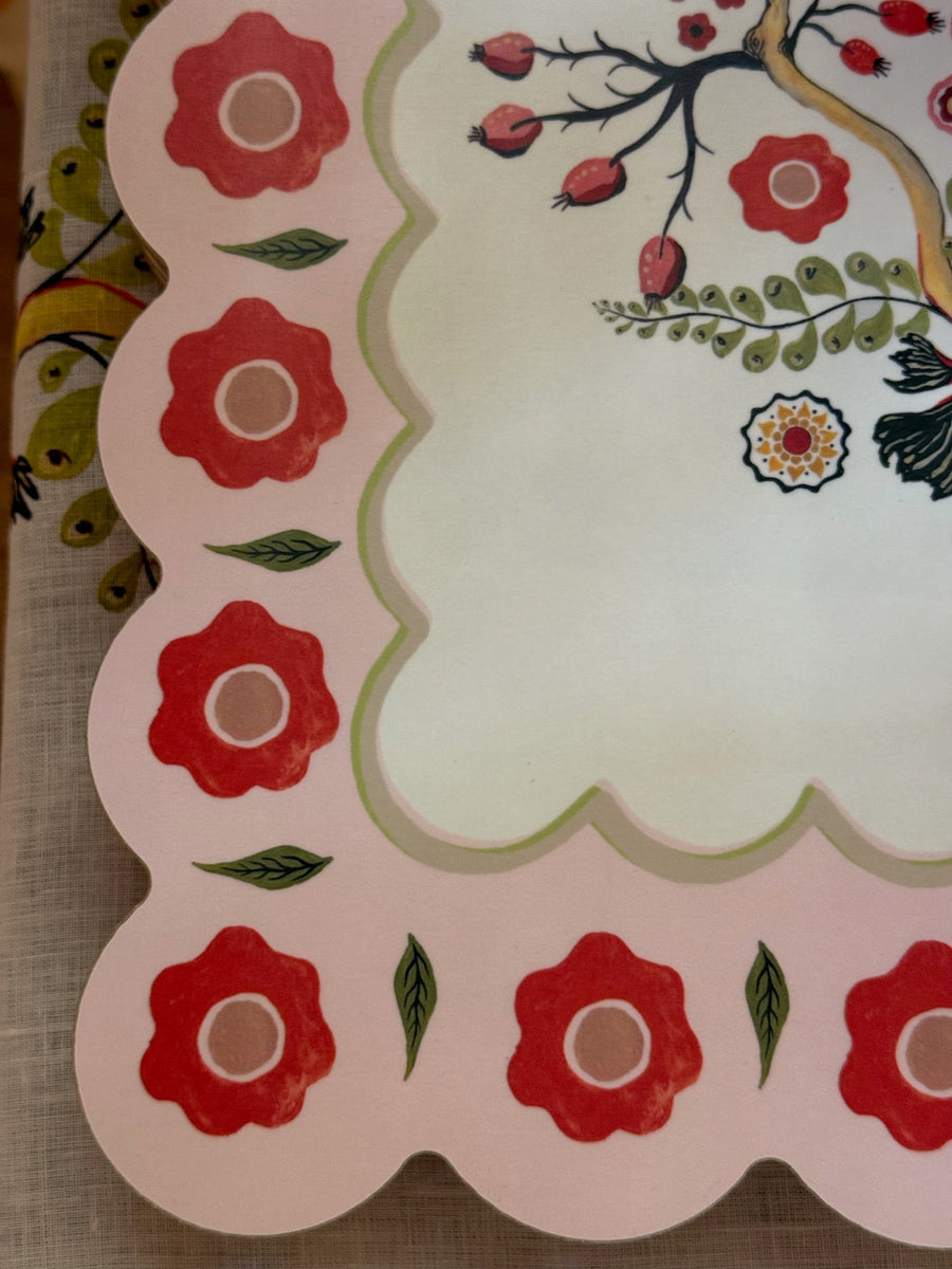 Large Rectange Scallop Floral Table Mat | Maison Flâneur