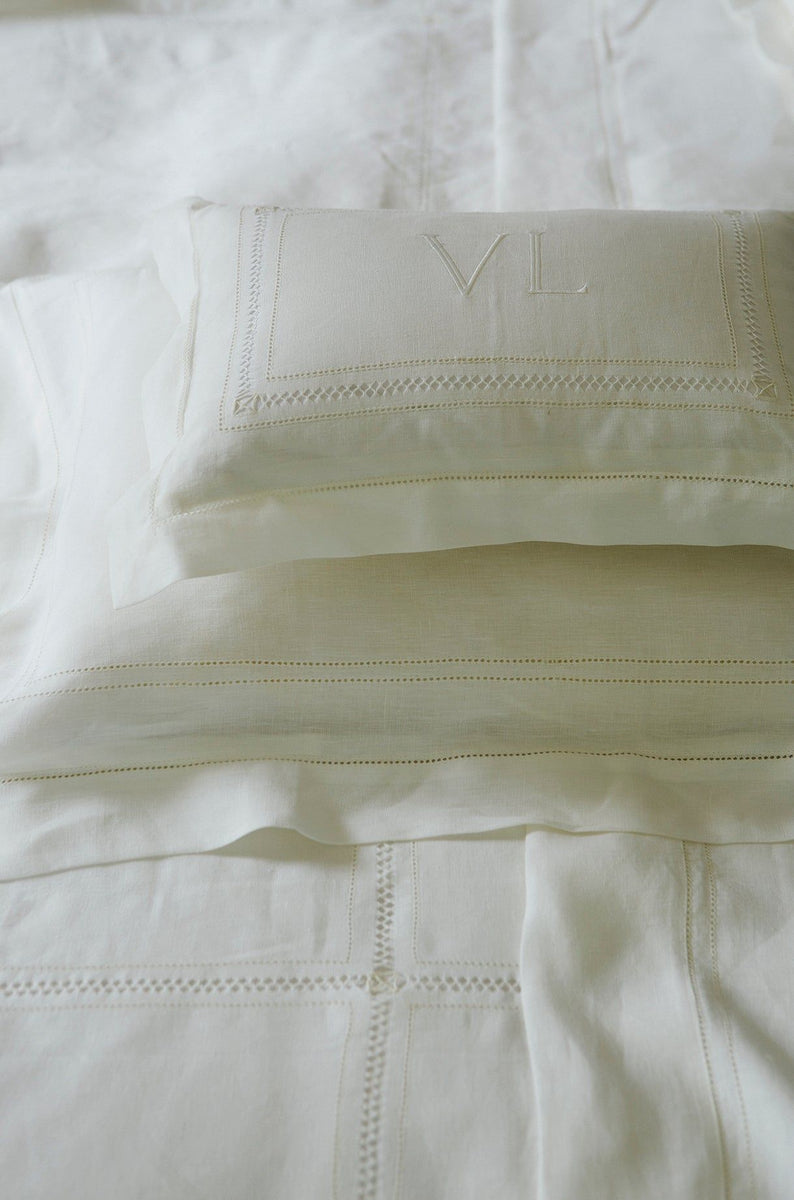 Bed Linen Set Diamond Stitch Ivory White | Maison Flâneur