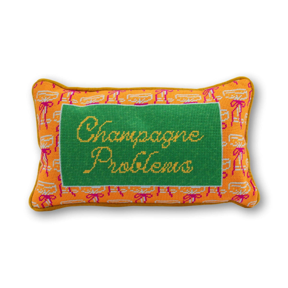 Champagne Problems Needlepoint Pillow | Maison Flâneur