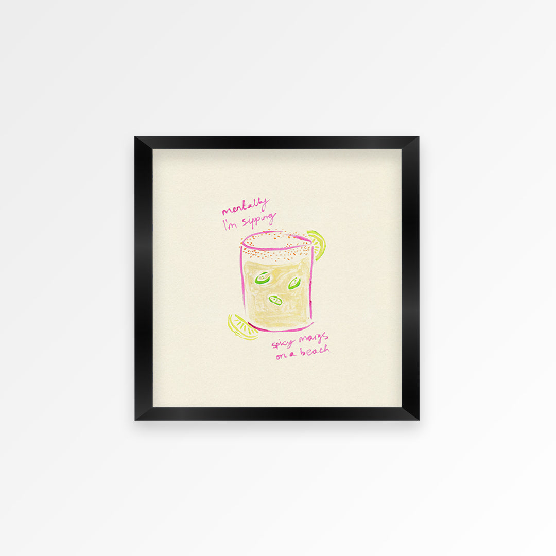 Sipping Spicy Margs Square Hand Painted Print | Maison Flâneur