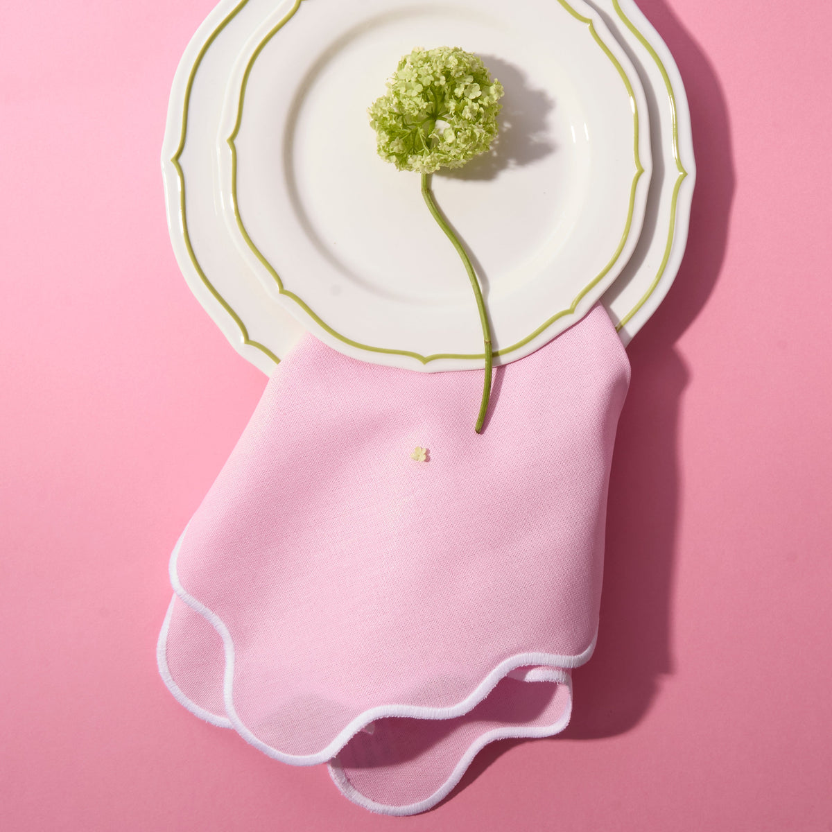 Pale Pink Wave Napkin With White Embroidered Edge (set of 4) | Maison ...
