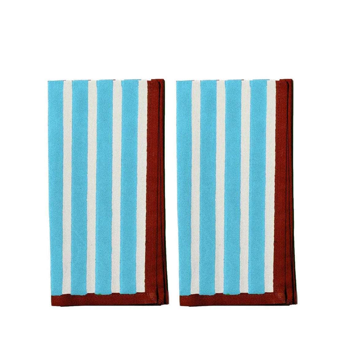 Block Stripe Napkins - Cyan / White | Maison Flâneur
