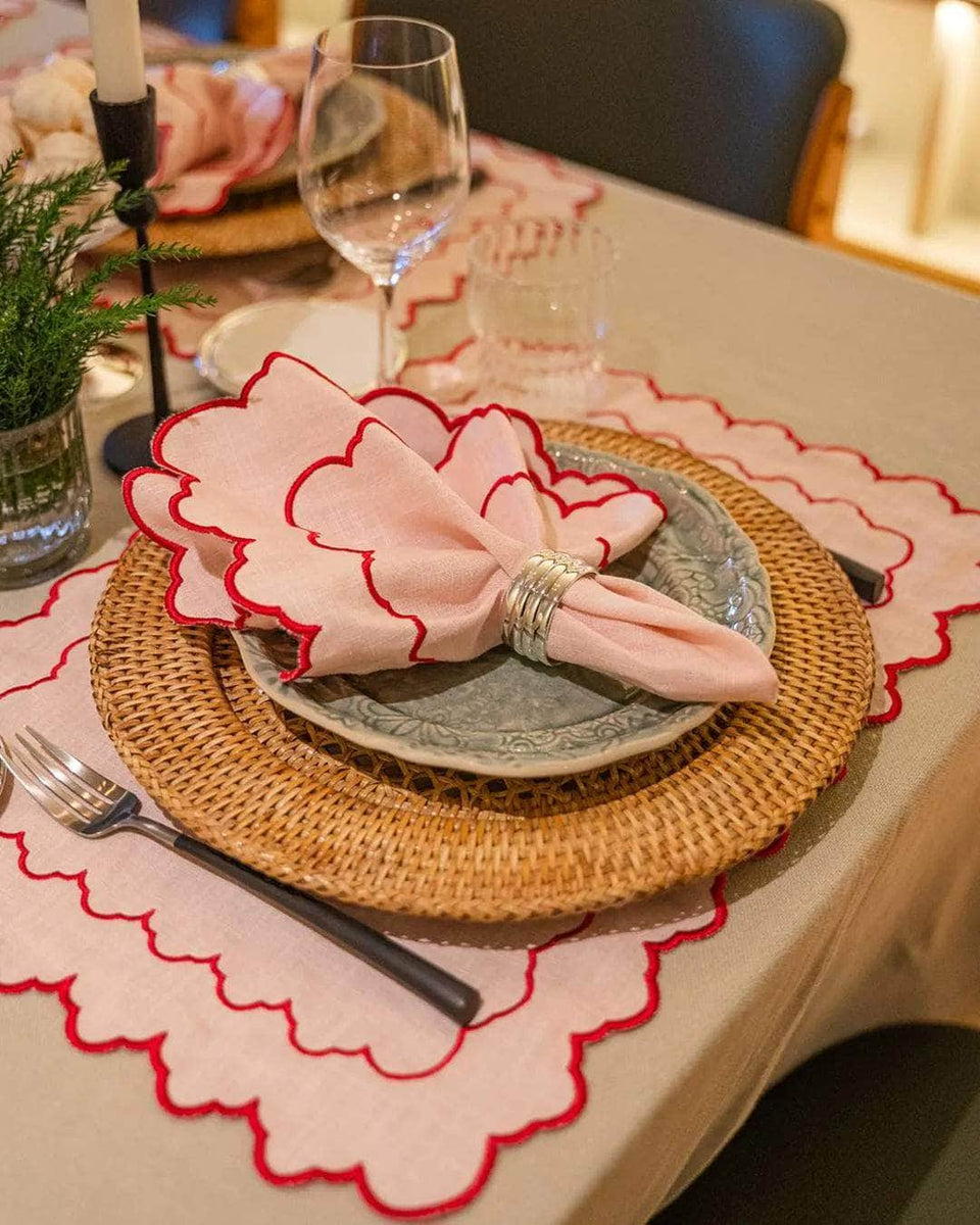 Esmeralda Napkin, Baby Pink with Pink | Maison Flâneur