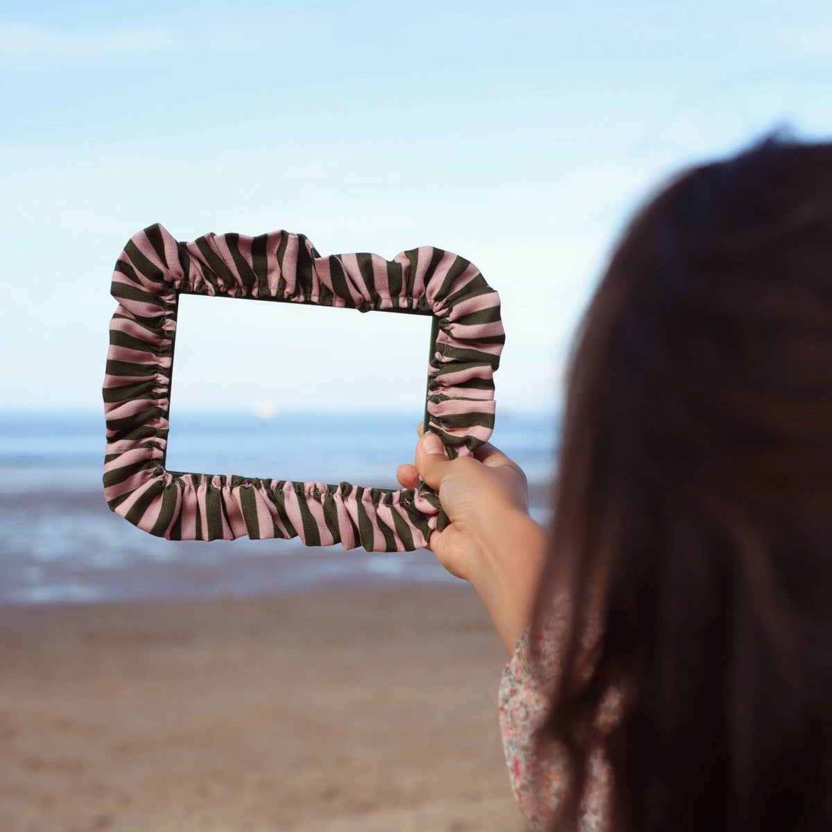 Dark Olive & Rose Stripe Ruffle Frame | Maison Flâneur