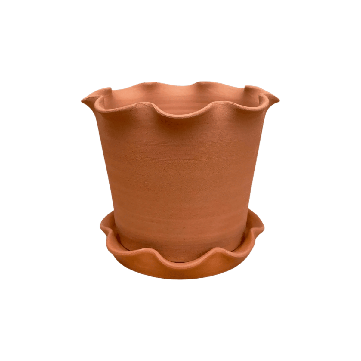 Frilly Plant Pot and Saucer - Terracotta. | Maison Flâneur