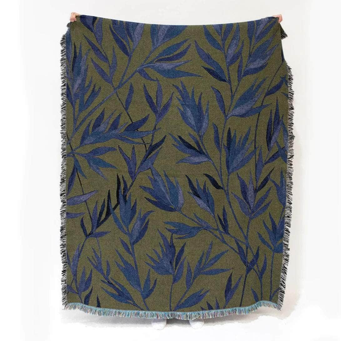 Growth (Olive Green) Recycled Cotton Woven Throw | Maison Flâneur